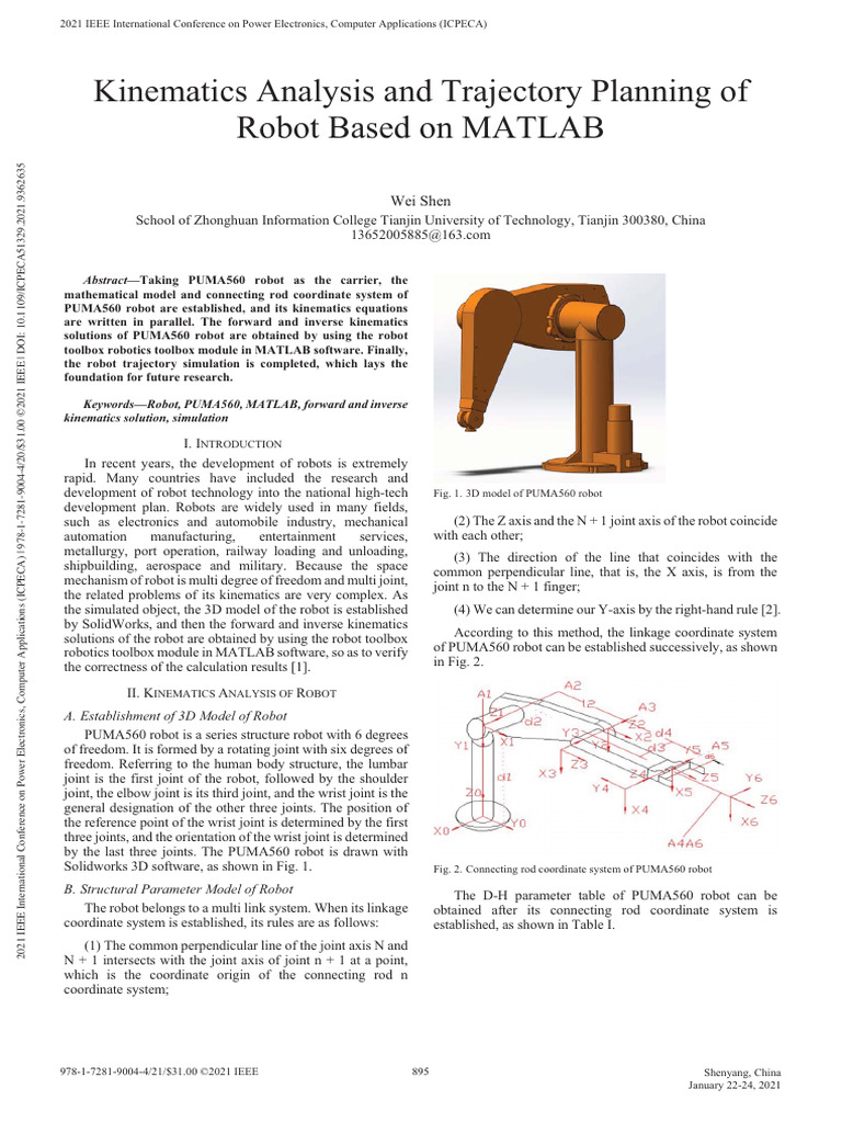 Trajectory Planning of Puma 560 | PDF | Kinematics | Robot
