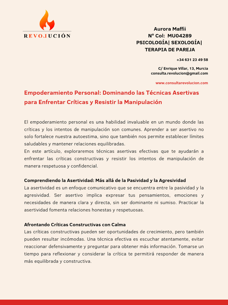 Empoderamiento Personal | PDF | Ciencias del comportamiento | Conceptos ...