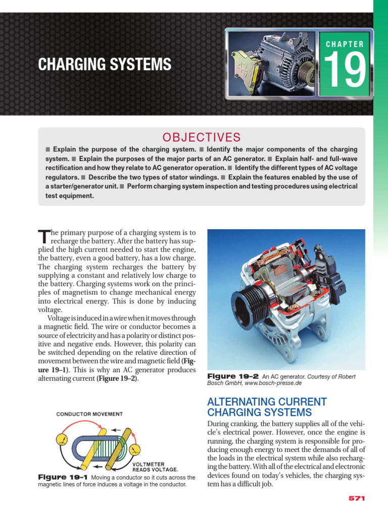 Chapter 19 Charging Systems | PDF | Electric Motor | Electric Generator
