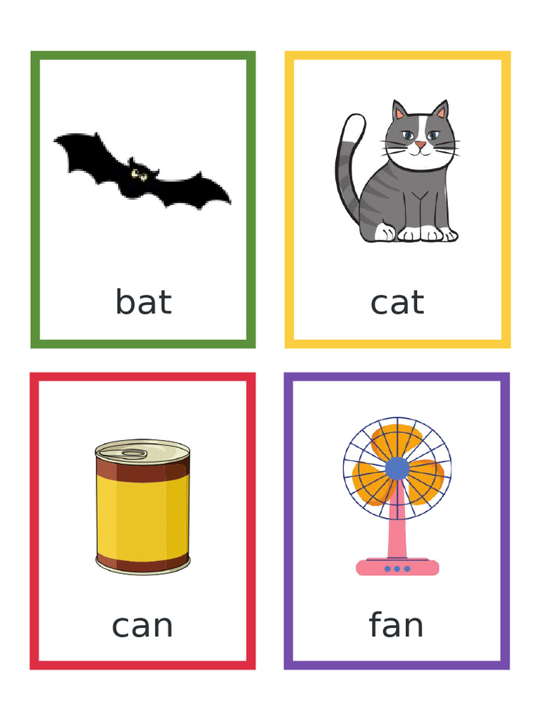 Colorful Short A CVC Word Cards (Document (A4)) | PDF