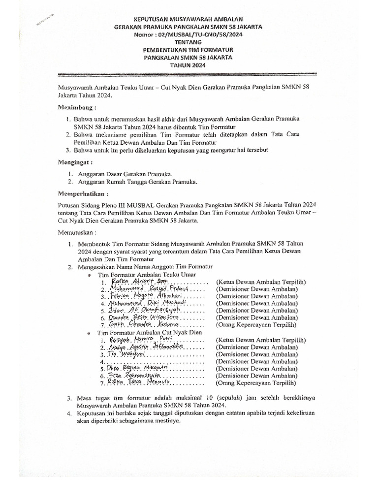 Pembentukan Tim Formatur Pdf