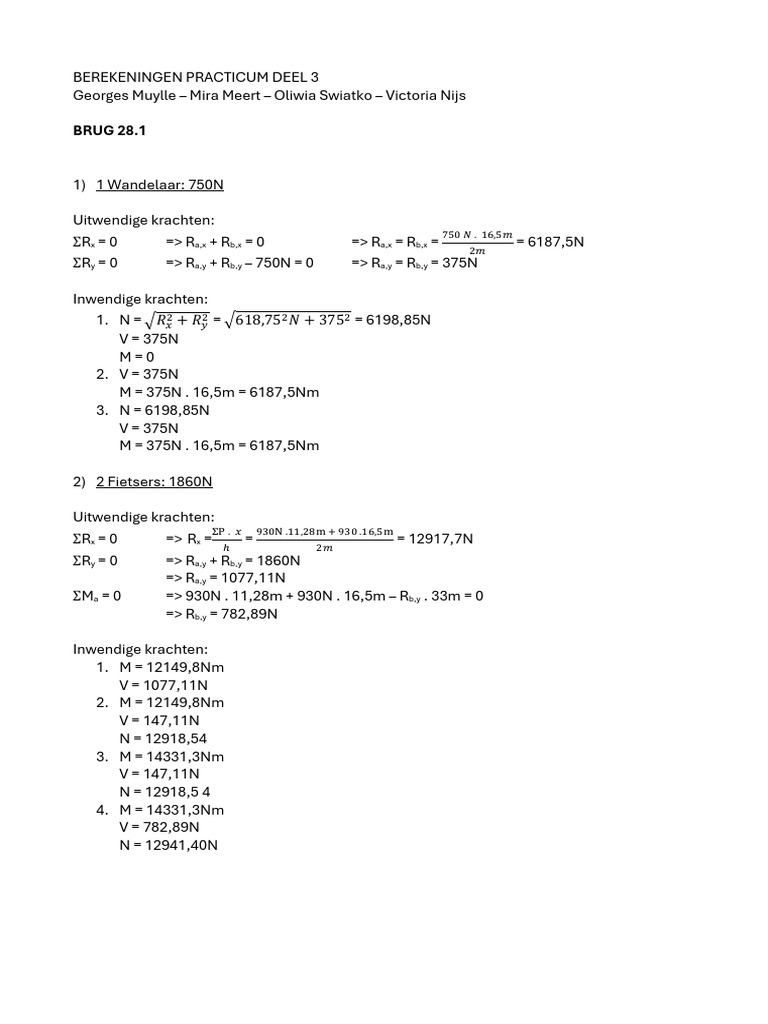 Berekeningen Practicum Deel 3 - Brug 28.1 | PDF | Teaching Methods ...