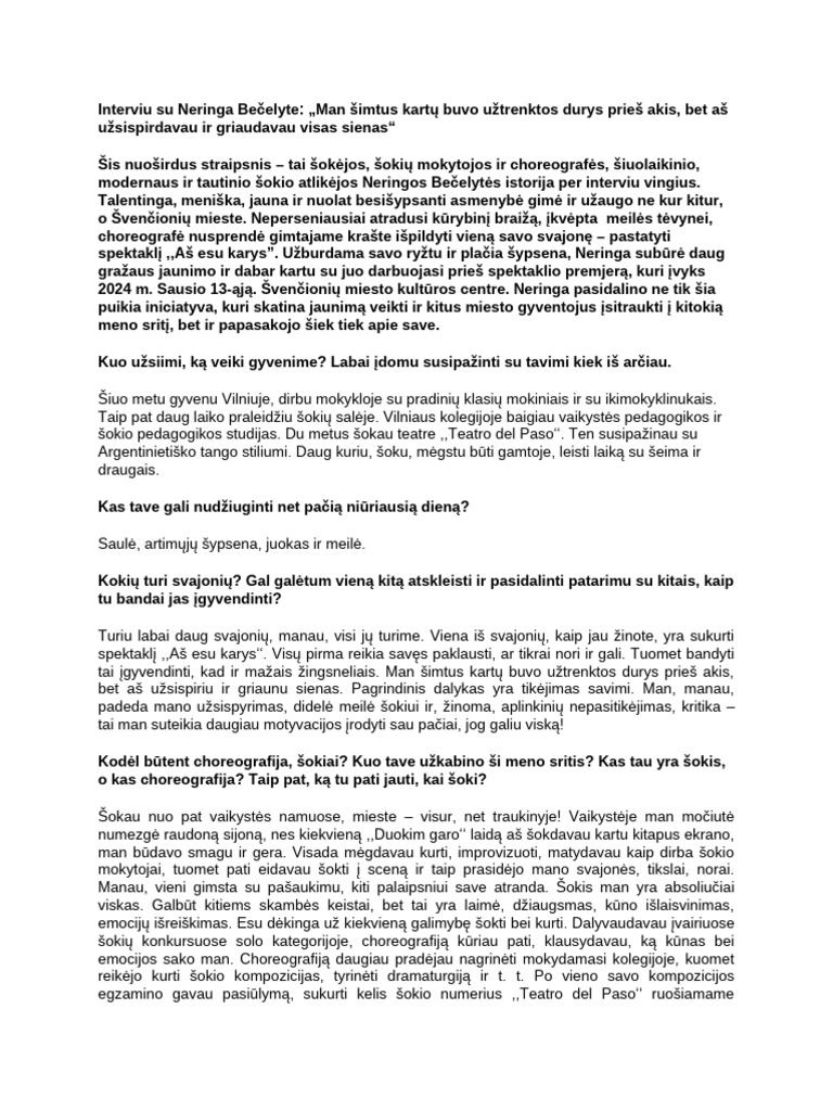 Interviu Su Neringa Bečelyte | PDF