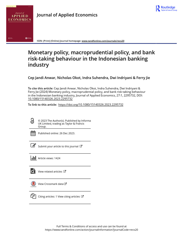 Monetary Policy Macroprudential Policy and Bank Risk-Taking Behaviour ...