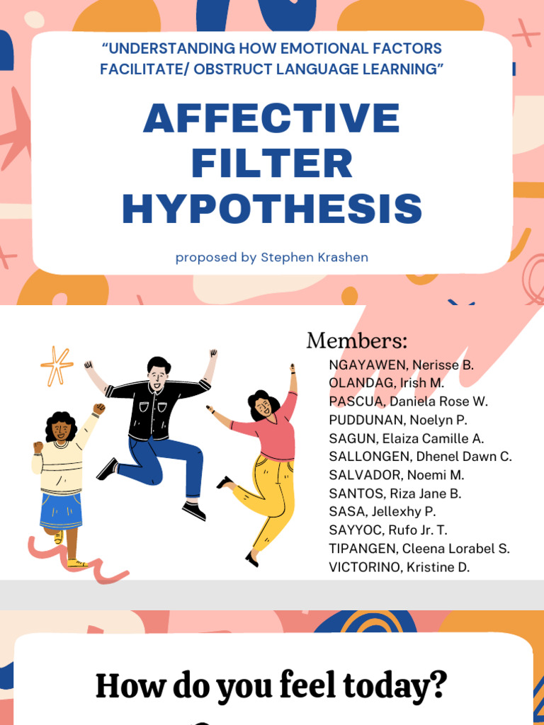 GROUP 4 - Affective Filter Hypothesis | PDF | Learning | Cognitive Science