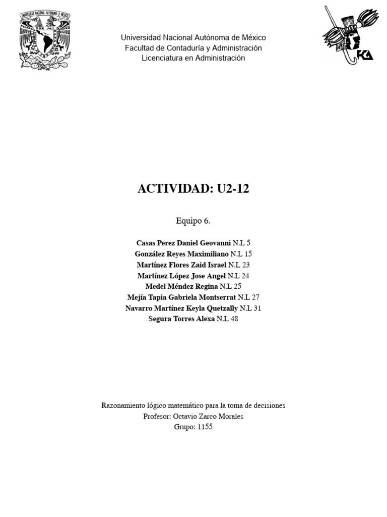 Actividad - U2-12 | PDF | Ecuaciones | Matemáticas