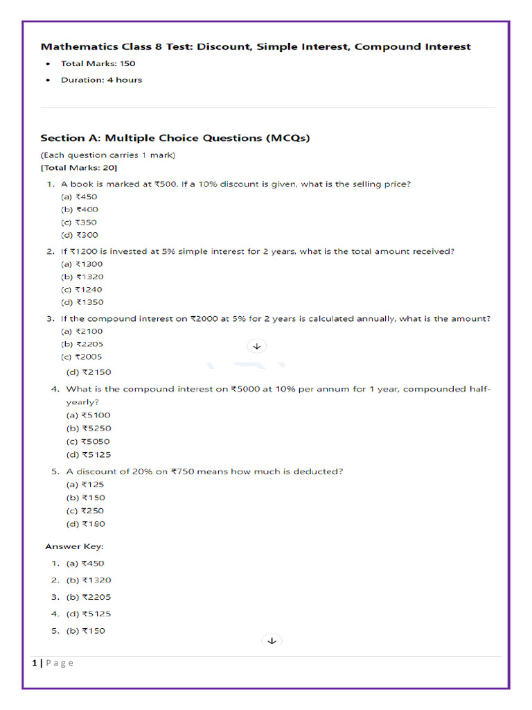 Math Test Question Cl8 | PDF