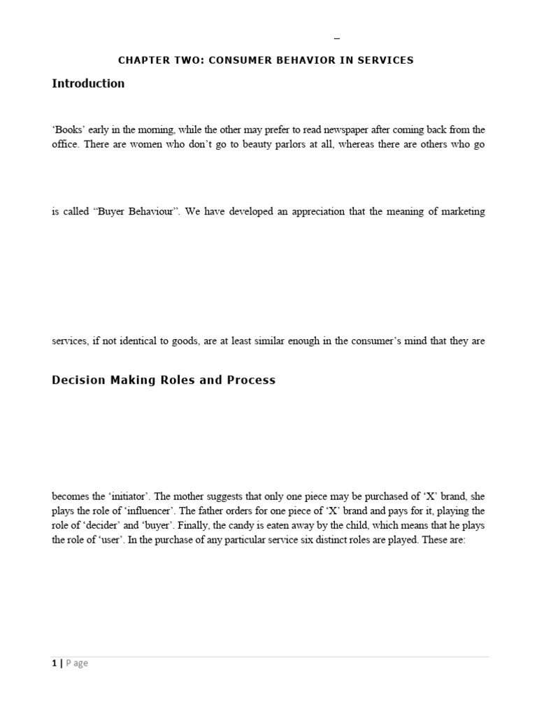 service CHAPTER TWO | PDF | Consumer Behaviour | Behavior
