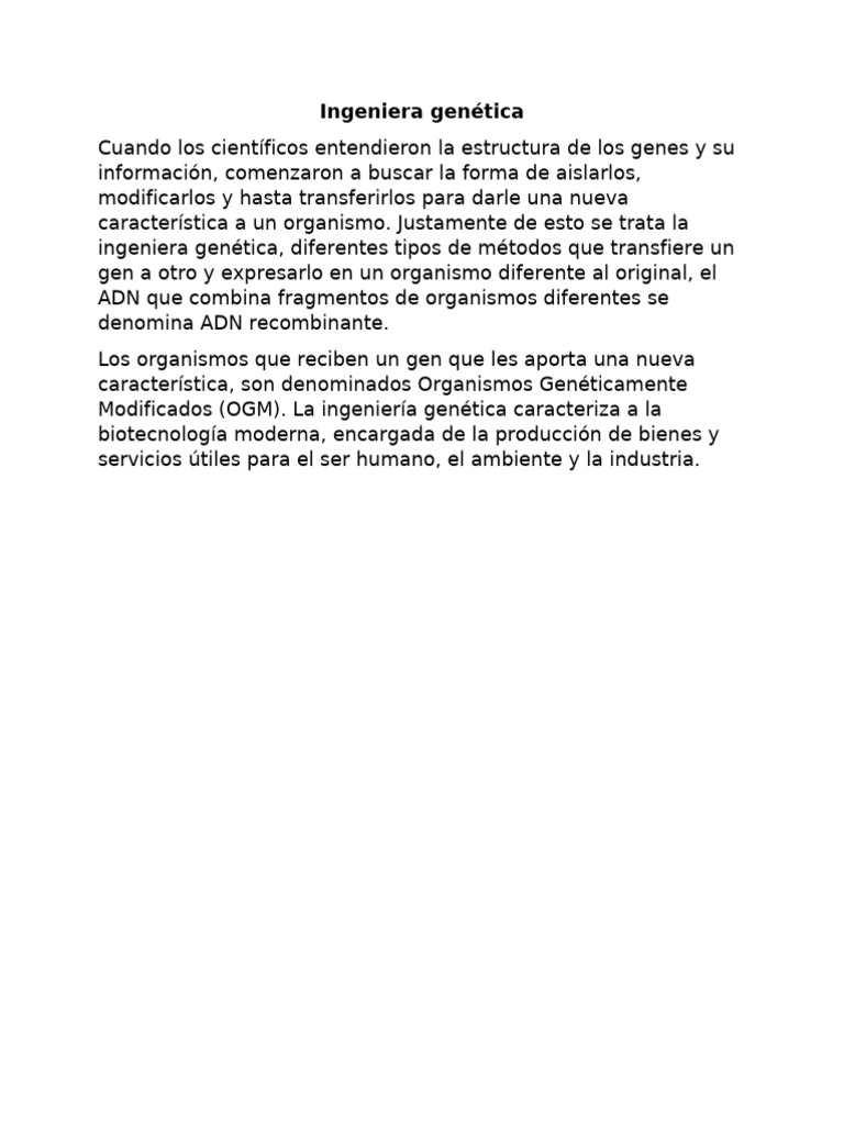 Ingeniería Genética y ADN Recombinante | PDF | Salud y bienestar | Ciencia y matemáticas