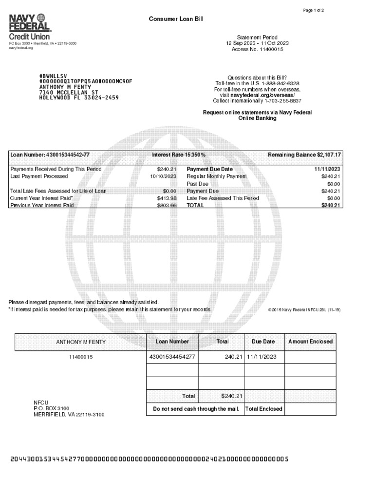 Navy Federal Personal Loan October 2023 | PDF | Interest | Payments