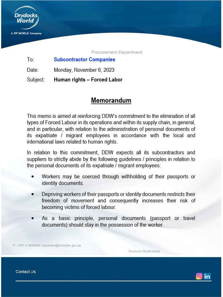 Memo Human rights_2 | PDF | Identity Document | Migrant Worker