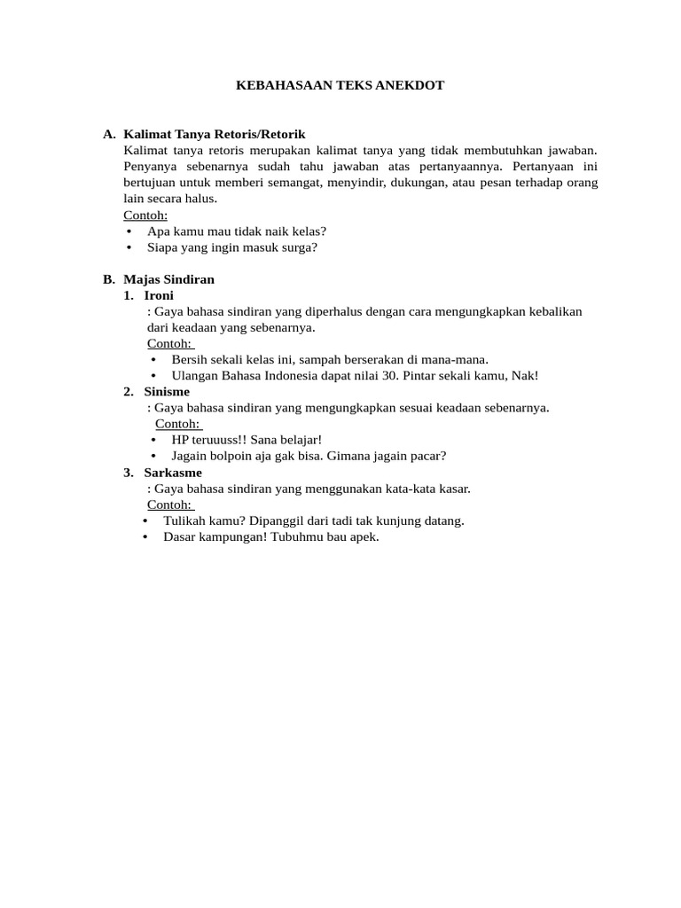 Catatan & Tugas Teks Anekdot - 021811 | PDF | Seni & Disiplin Bahasa