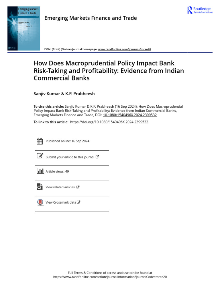 INDIA-How Does Macroprudential Policy Impact Bank Risk-Taking and Profitability | PDF | Banks ...