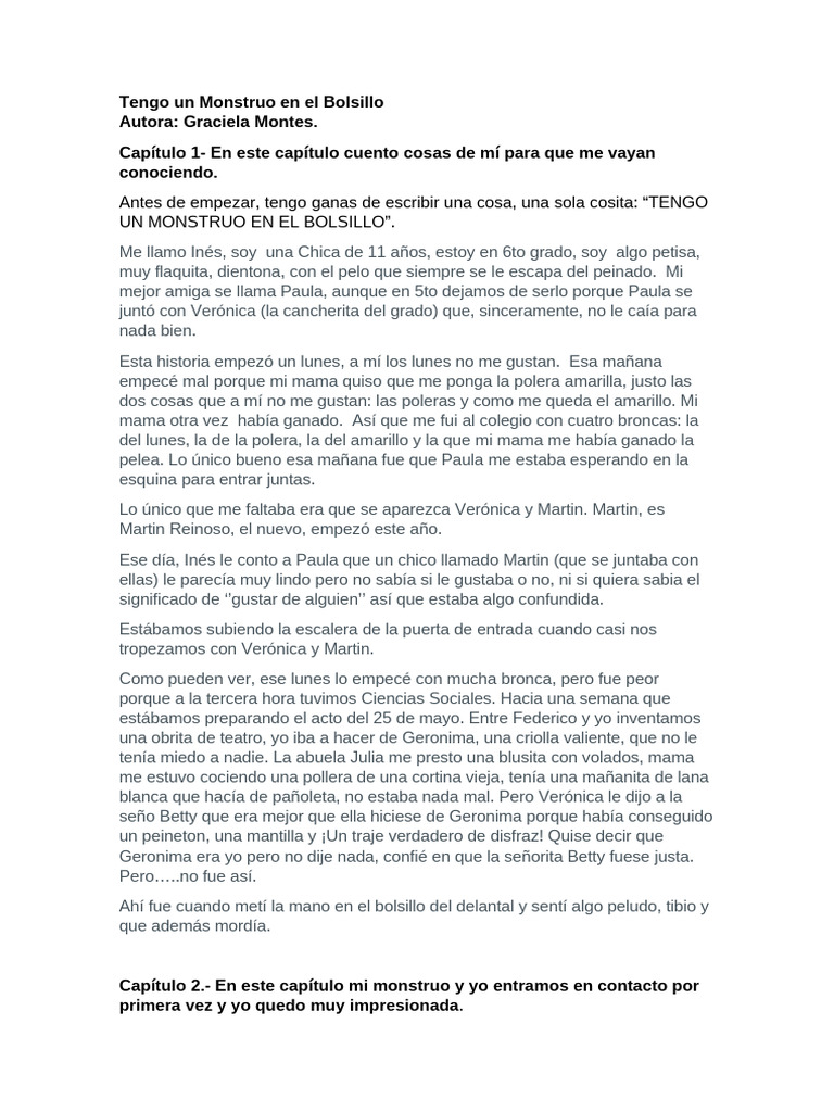 Tengo Un Monstruo en El Bolsillo Resumen | PDF | Novela negra ...