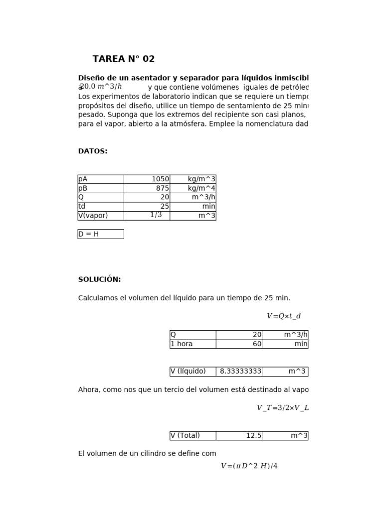 TAREA2 | PDF | Volumen | Líquidos