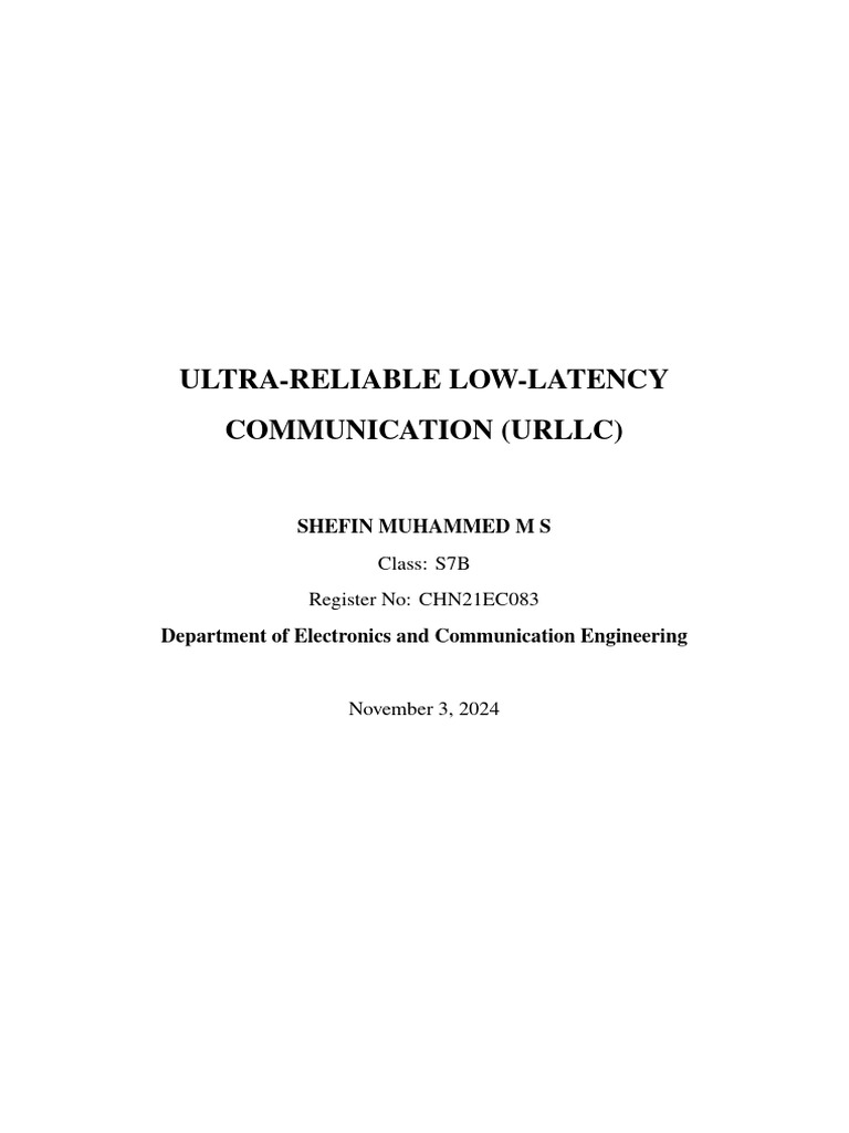 Ultra Reliable Low Latency Communication Urllc Pdf Computer Network Latency Engineering