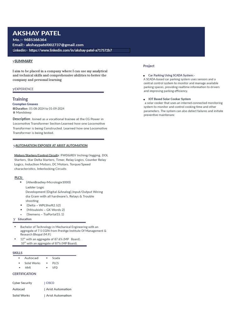 Resume 333 | PDF | Automation | Programmable Logic Controller