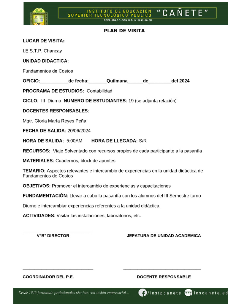 Plan de Visita | PDF