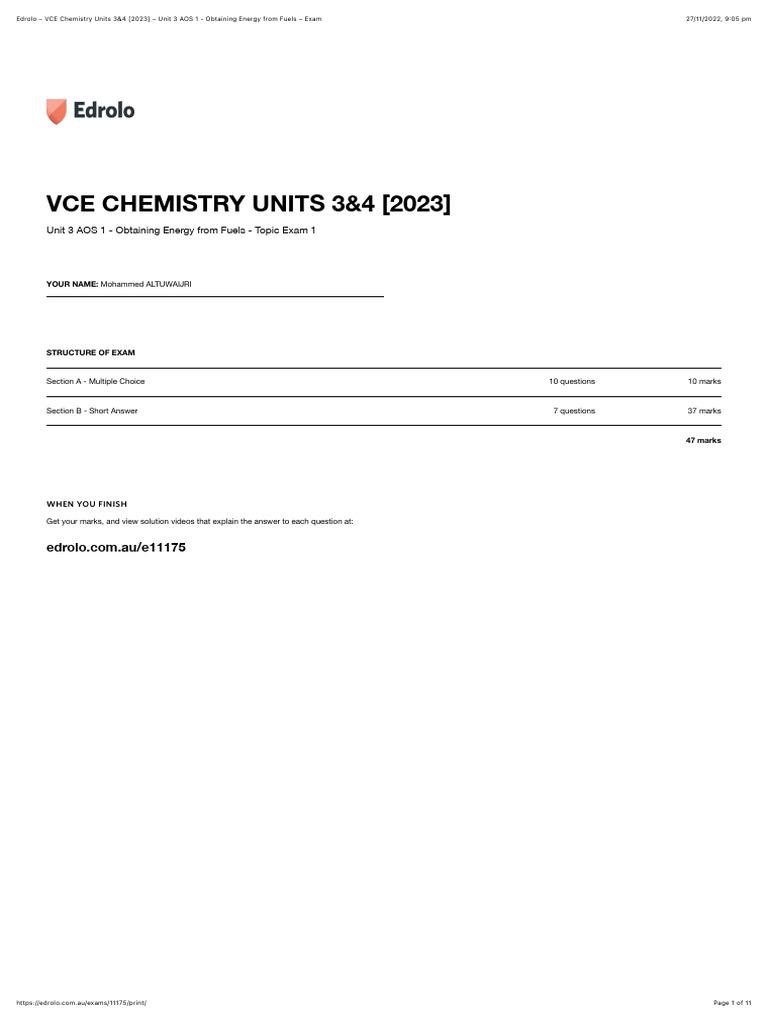 Chem 12 (Unit 3 Aos 1 #1 Practice Test) | PDF | Lithium Ion Battery ...