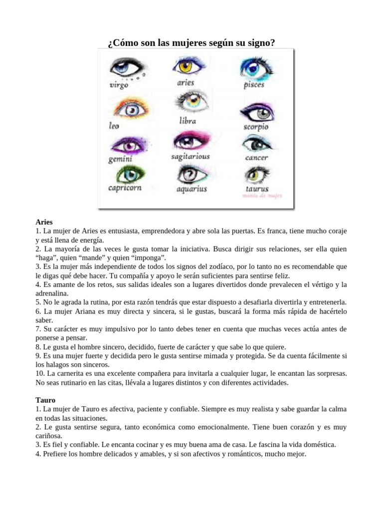 Cómo Son Las Mujeres Según Su Signo | PDF | Amor