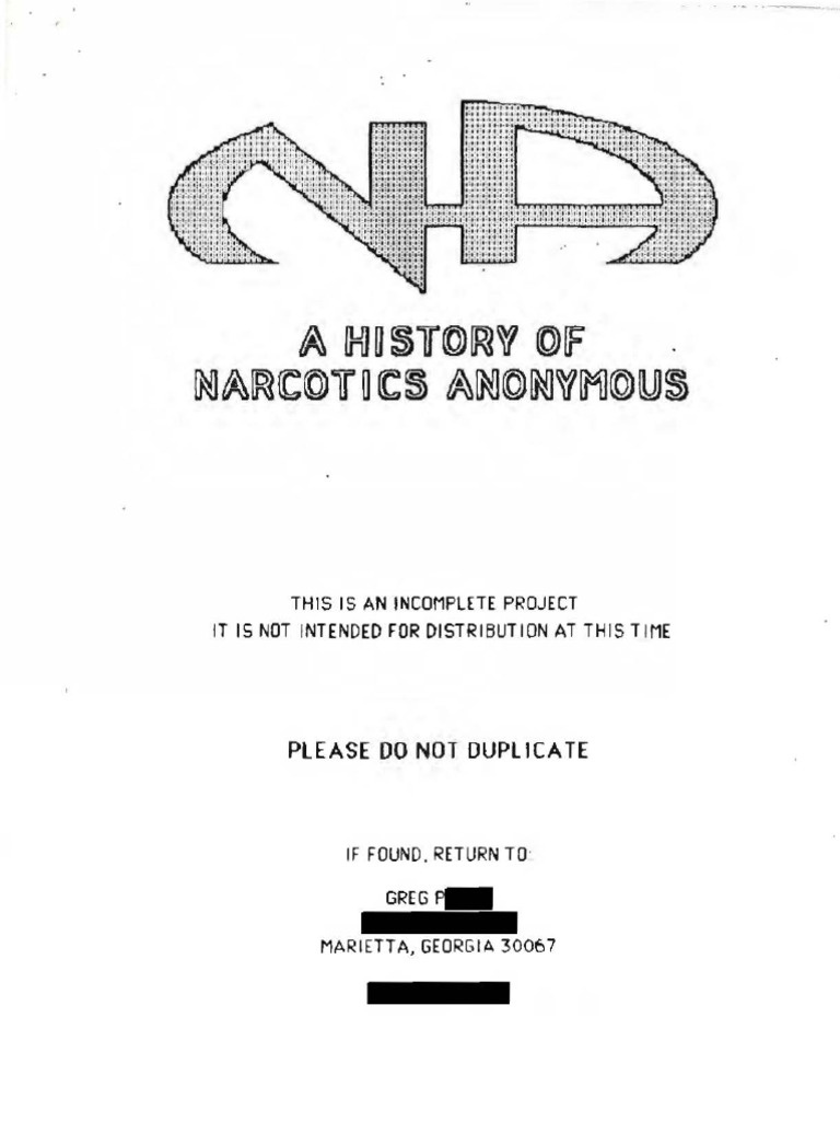 A History of Narcotics Anonymous - Greg Pierce Draft - OCR - Redacted ...