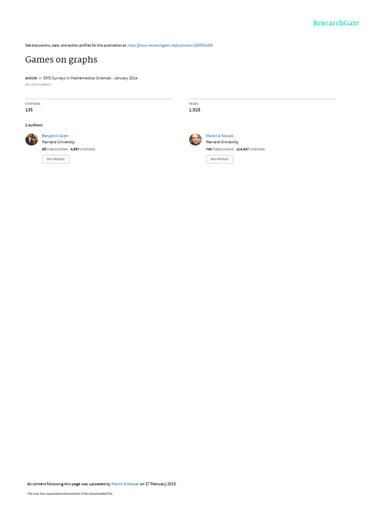 Games On Graph Theory | PDF | Evolution | Natural Selection