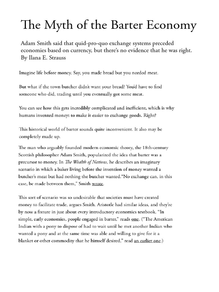The Myth of The Barter Economy | PDF | Law | Young Adult