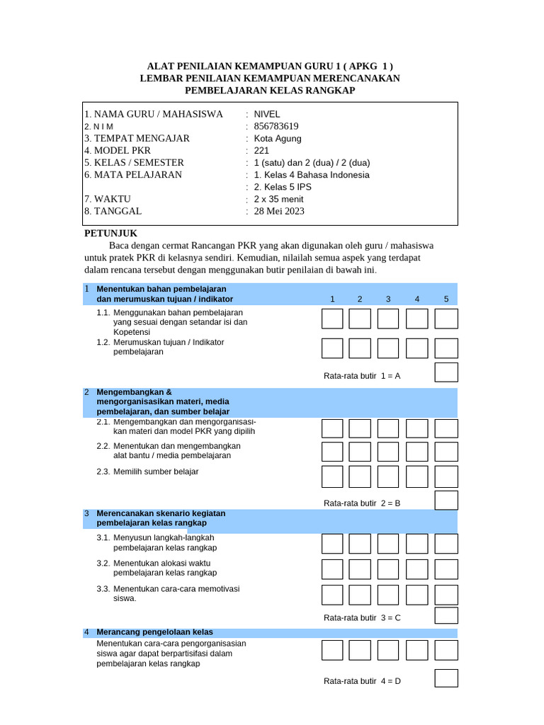 APKG Dan LBR PENILAIAN SIMULASI | PDF