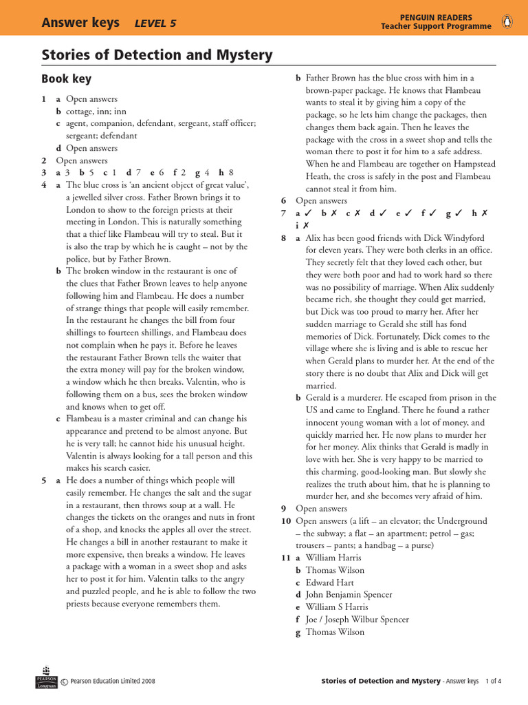 Stories of Detection and Mystery Answers | PDF