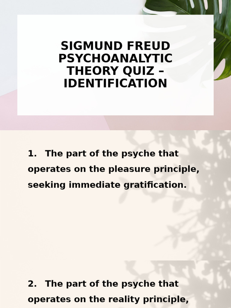 Freud Quiz Psych 202 - Quiz | PDF | Sigmund Freud | Unconscious Mind