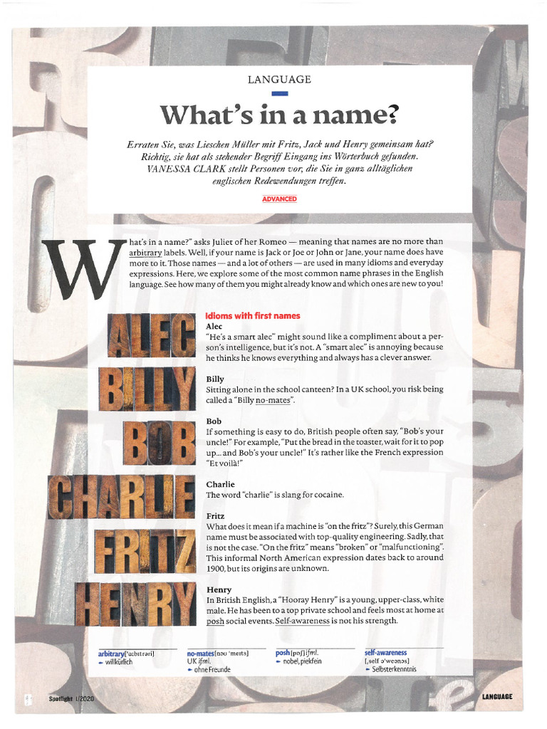 Whats in A Name - From Spotlight Magazine | PDF