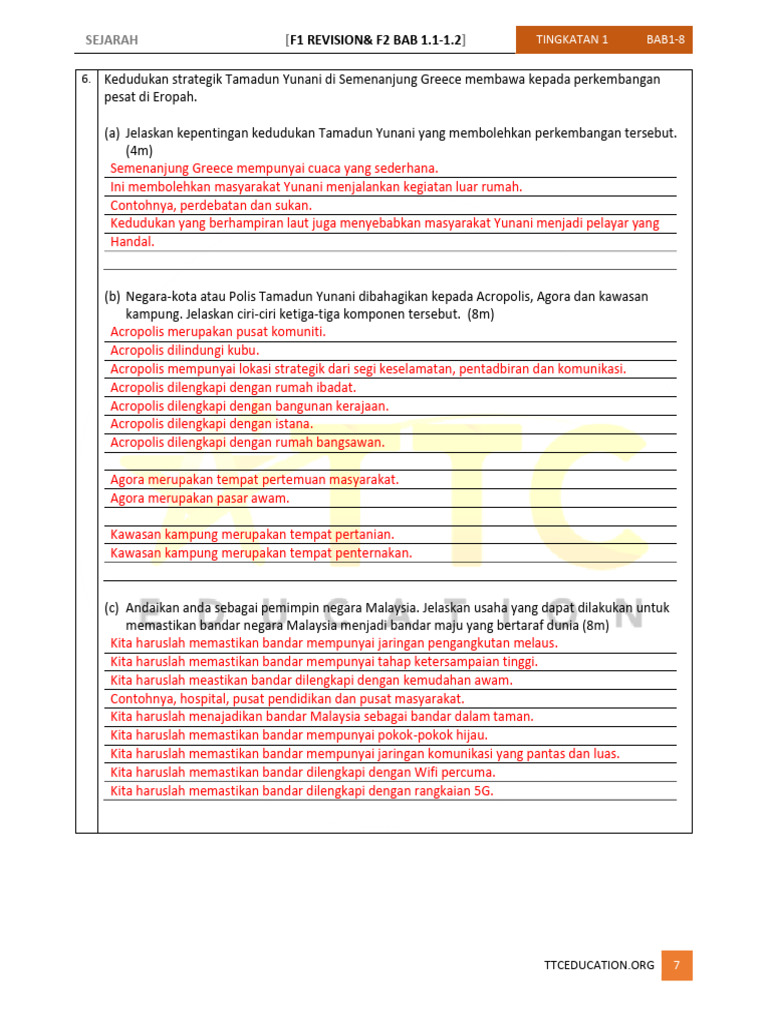 F1 Nov 2024 Bab 6 Esei Answer | PDF