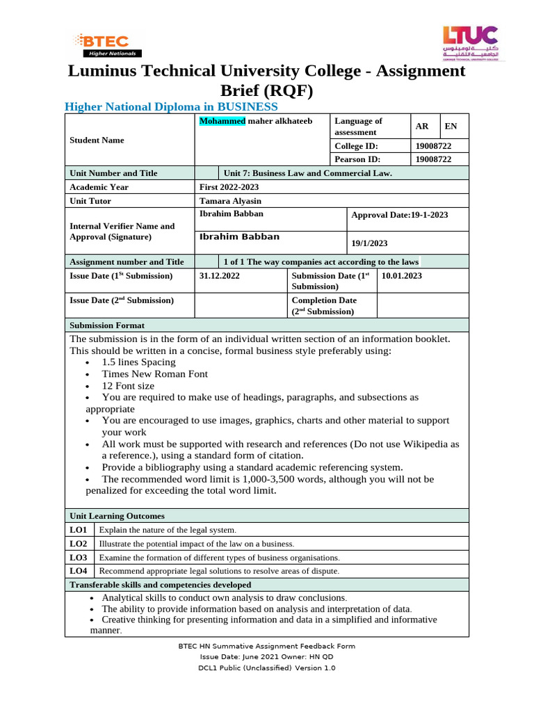 Front Sheet - Bussines Law Final | PDF | Plagiarism