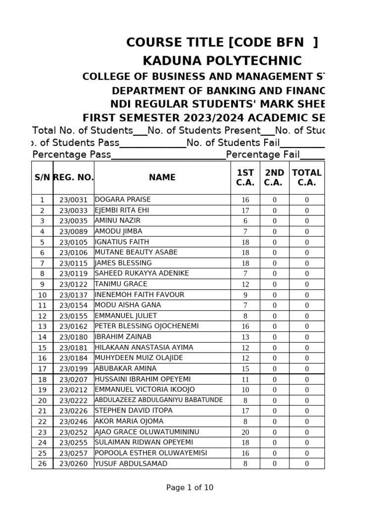 Ndi Regular 2024 Score Sheet | PDF