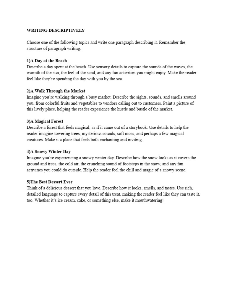 Writing Descriptive Paragraphs | PDF