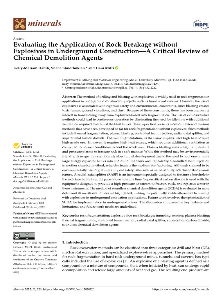 Evaluating The Application of Rock Breakage Without Explosives in ...