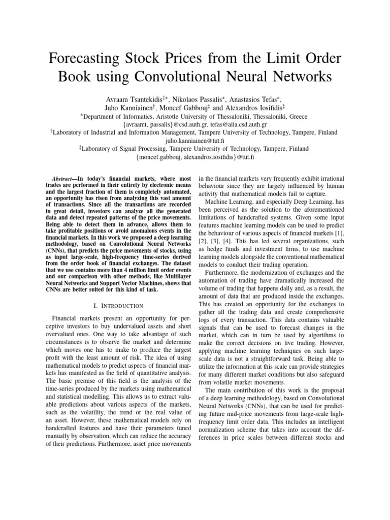 CNNs for Stock Price Prediction | PDF | Deep Learning | Support Vector ...