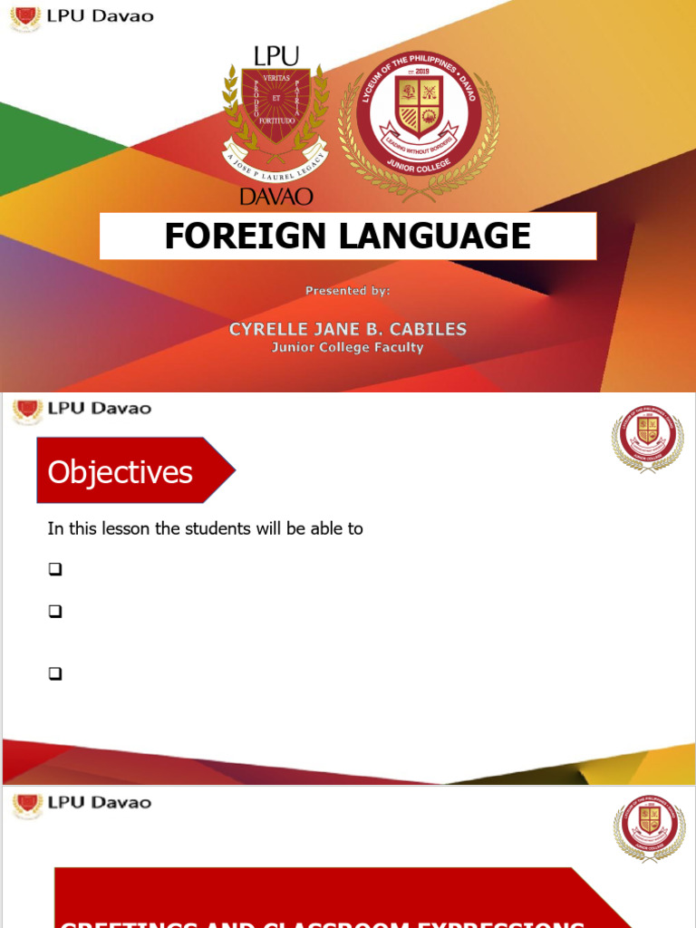 Foreign Language Lesson 3 | PDF