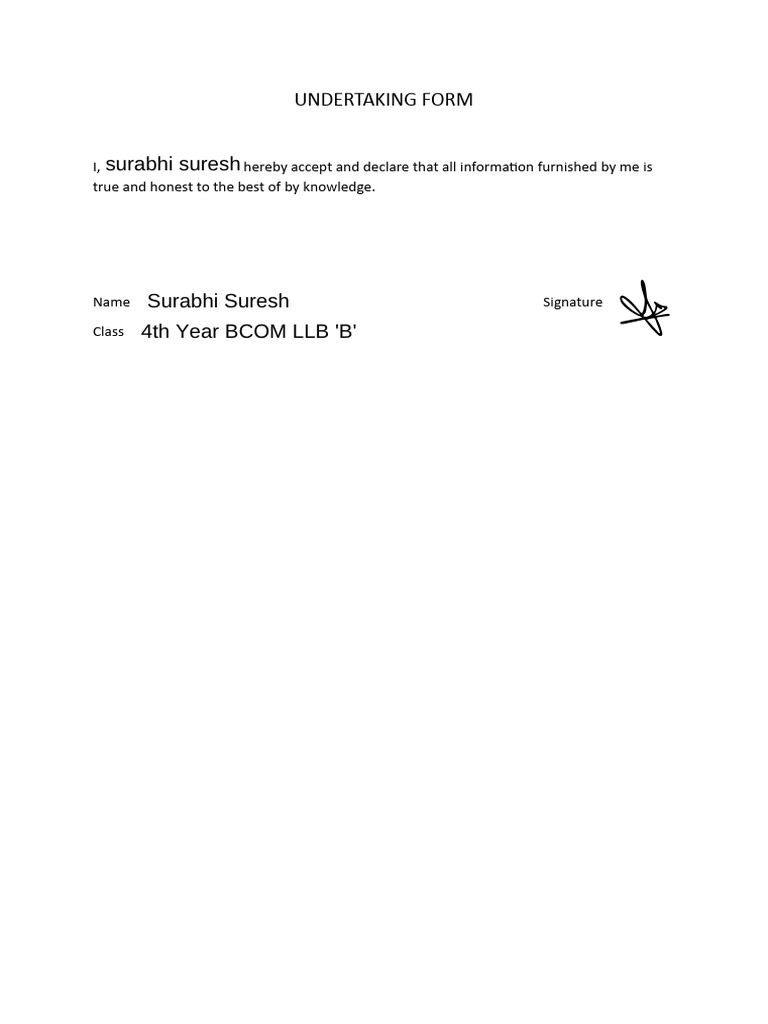 Undertaking Form | PDF | Sports & Recreation