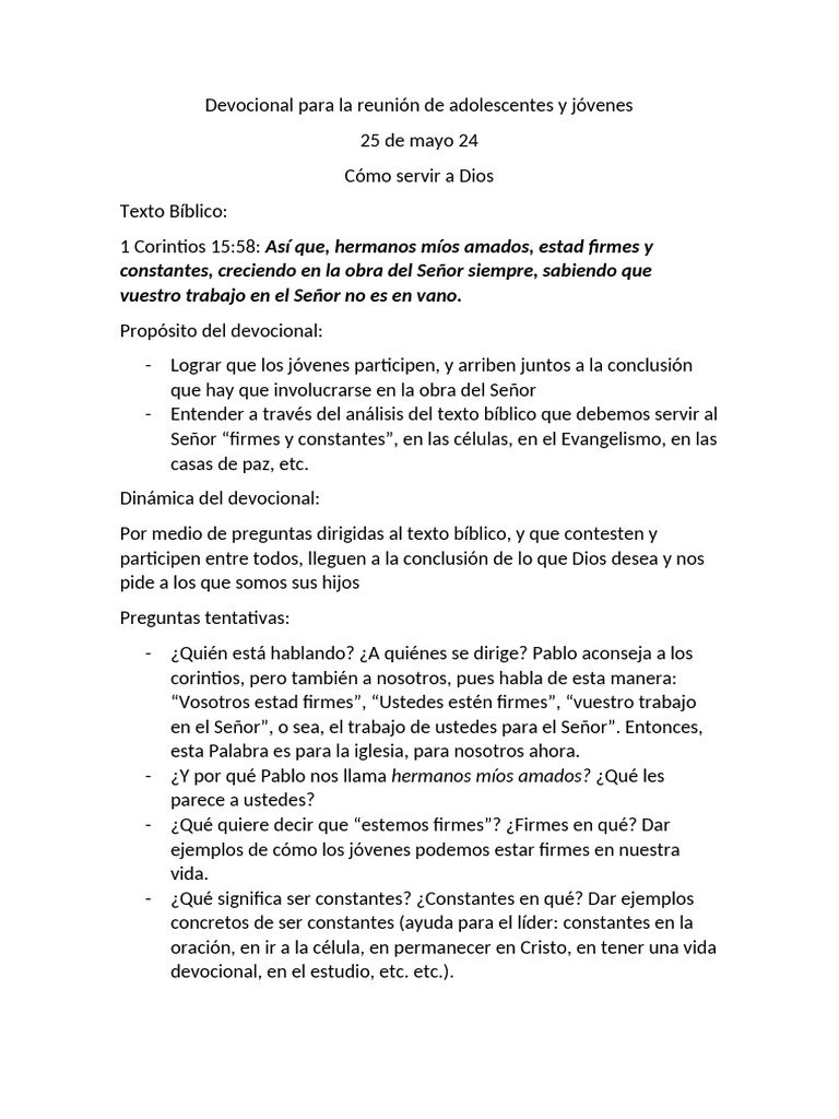 Devocional para Jóvenes 25 de Mayo | PDF | Cristo (título) | Dios