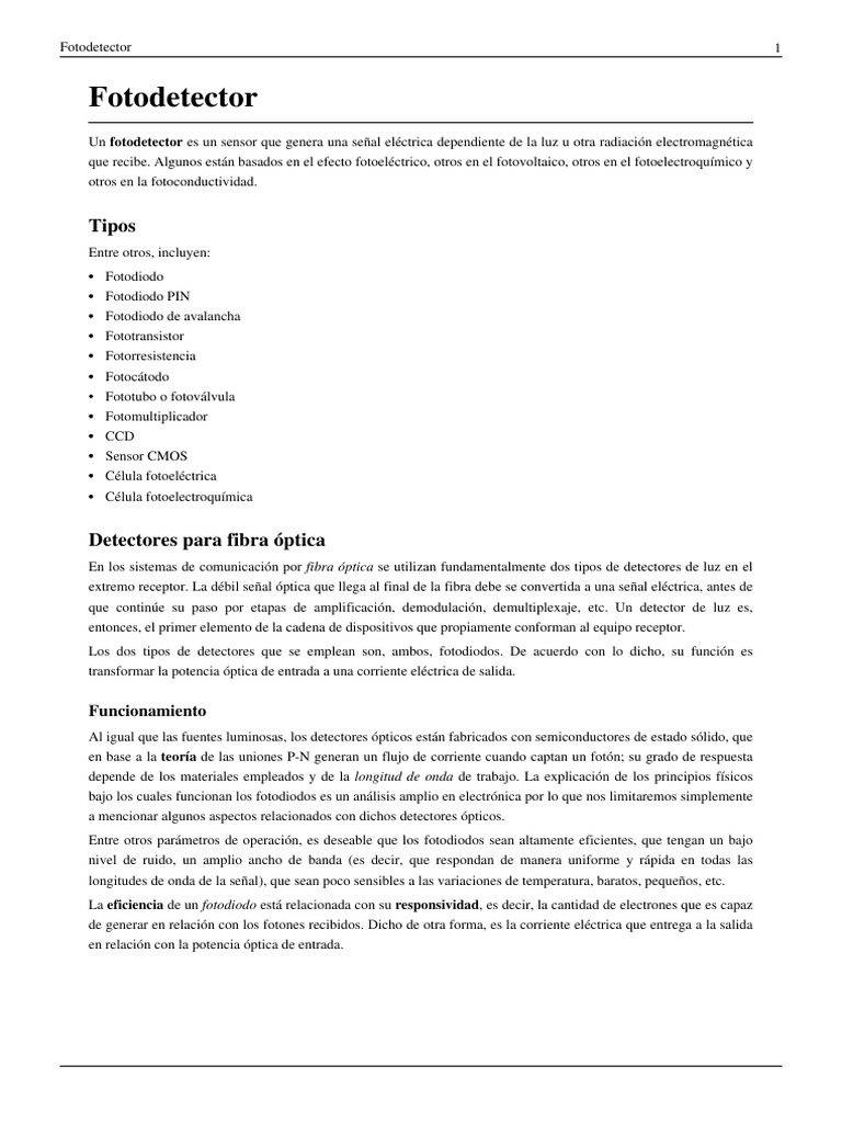 Qué es un fotodetector y sus tipos | PDF | Ingenieria Eléctrica ...
