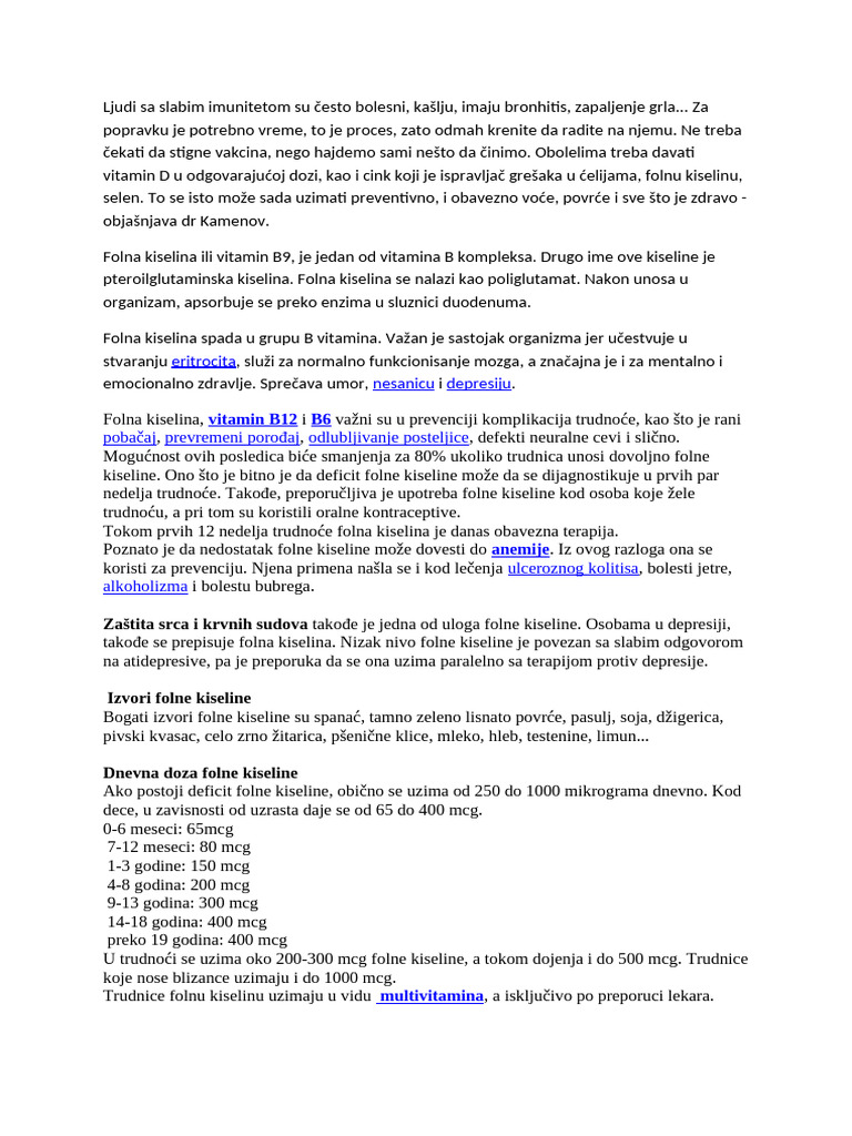 B 9, Folna Kiselina | PDF