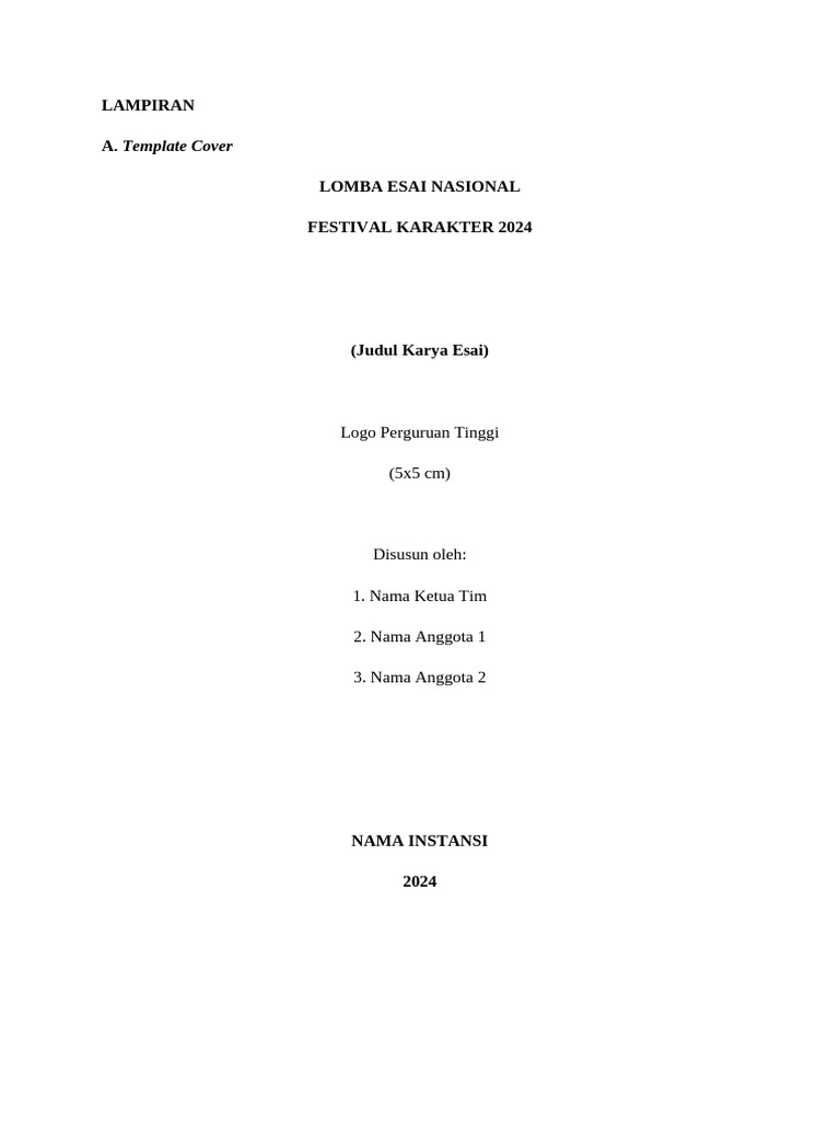 Lampiran Format Festival Karakter | PDF