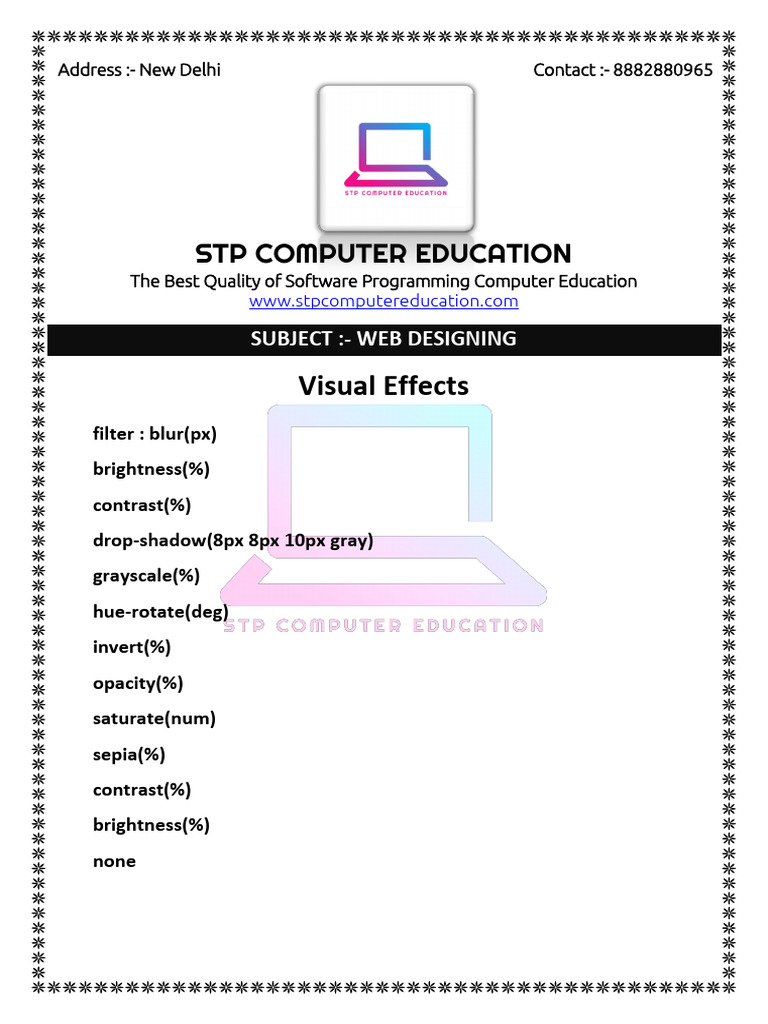 Chapter - 7 Part 10 CSS3 Visual Effects | PDF | Teaching Methods & Materials | Computers