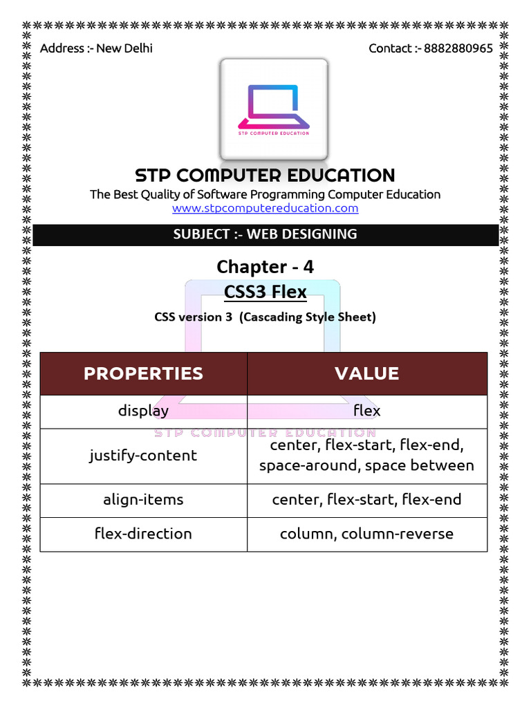 Chapter - 4 CSS3 Flex | PDF | Computers Chapter - 4 CSS3 Flex | PDF | Computers