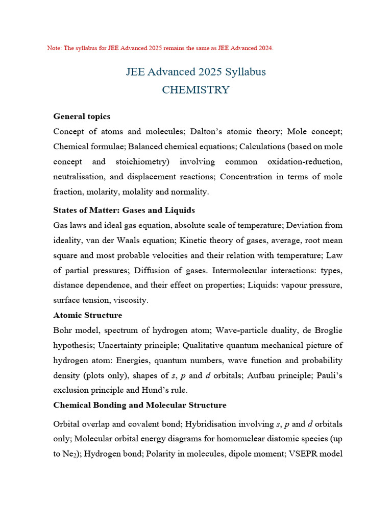 Jee Advanced 2025 Syllabus | PDF | Matrix (Mathematics) | Line (Geometry)