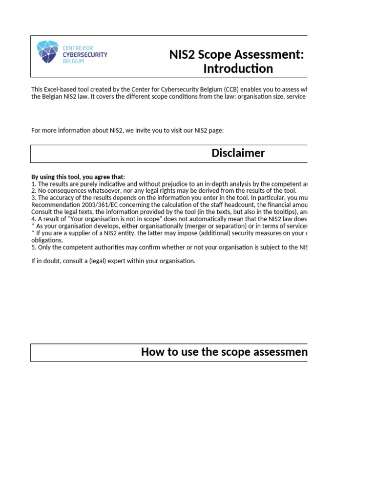 NIS2 Scope Assessment Tool Guide | PDF | Natural Gas | Transport