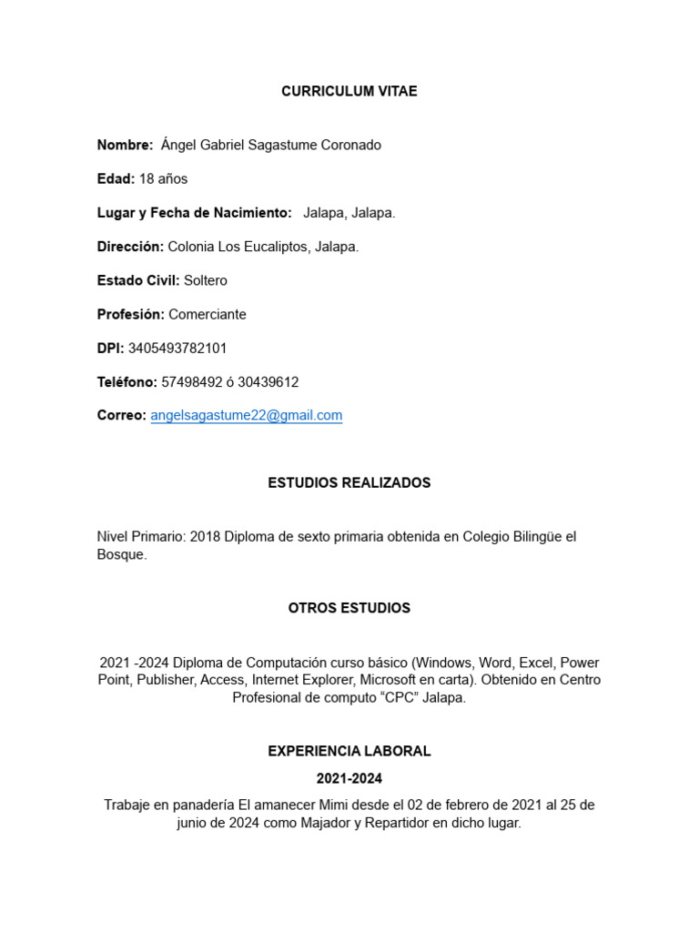 Curriculum Vitae Angel | PDF