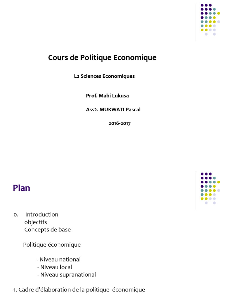Cours de Politique Économique Master 1 | PDF | Inflation | Argent