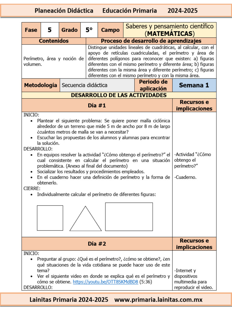 5to Grado Noviembre 09 Planeación Matemáticas 2024 2025 | PDF | Litro ...